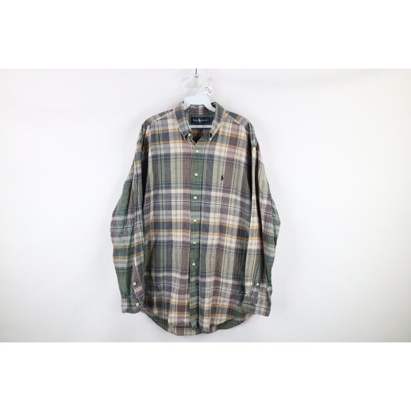 Ralph Lauren | Shirts | Vintage 9s Ralph Lauren Large Rainbow Plaid ...